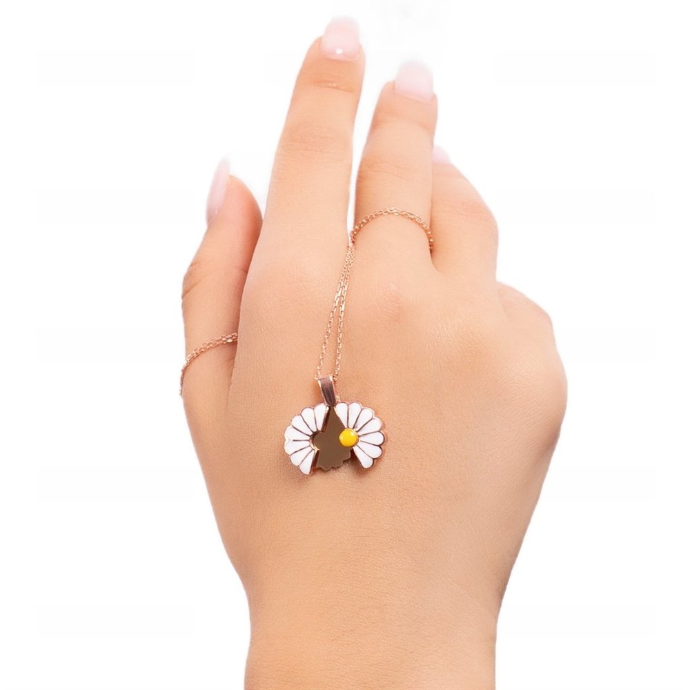 Açılır Papatya Model Kadın Gümüş Kolye - Diriliş Takı