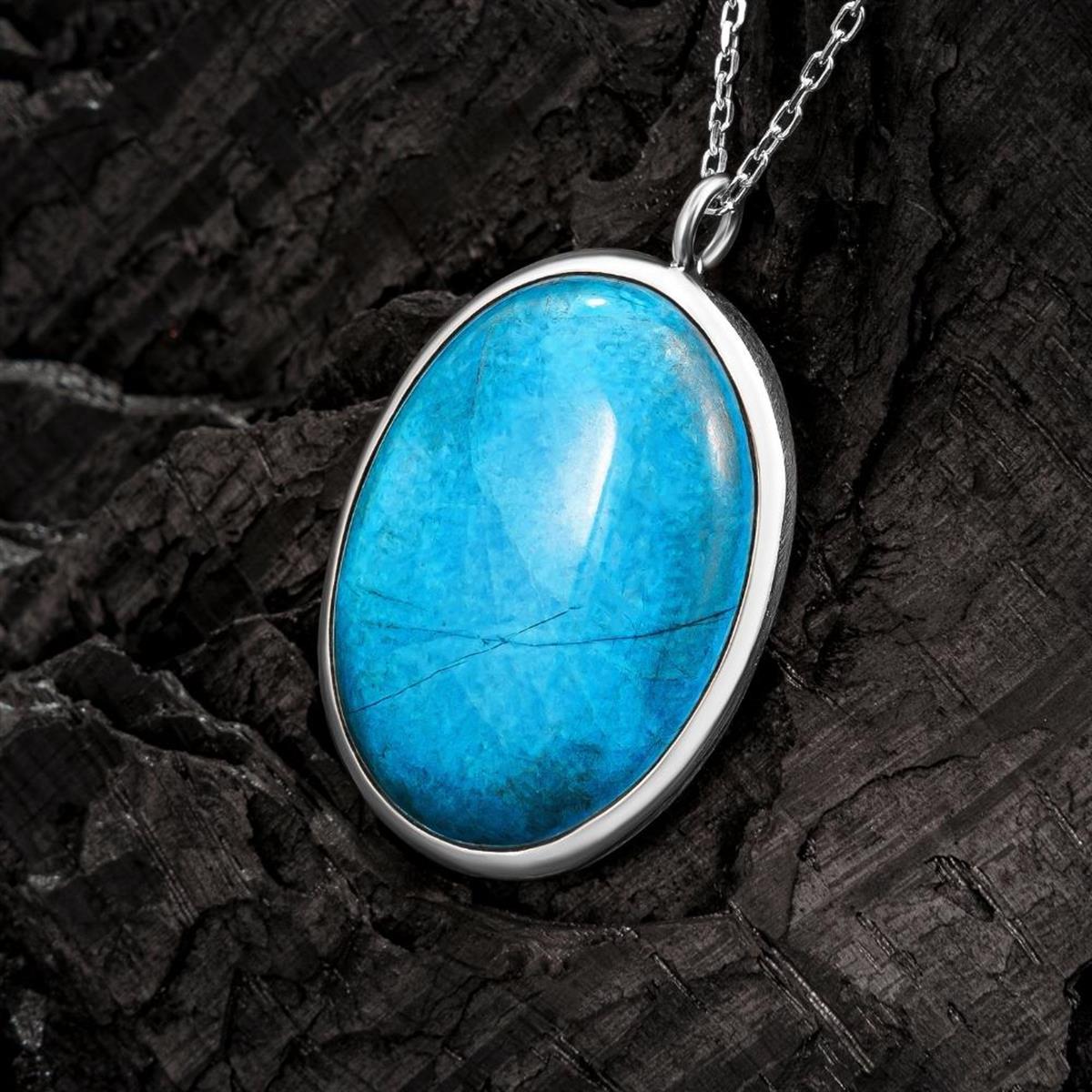 Firuze Taşlı Gümüş Yüzük ve Kolye Kombini