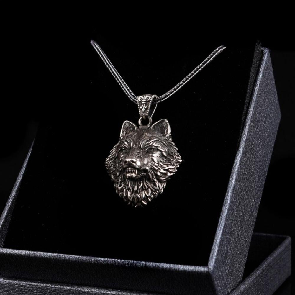 Özel Tasarım Kurt Kafası Model Gümüş Kolye Fiyatı
