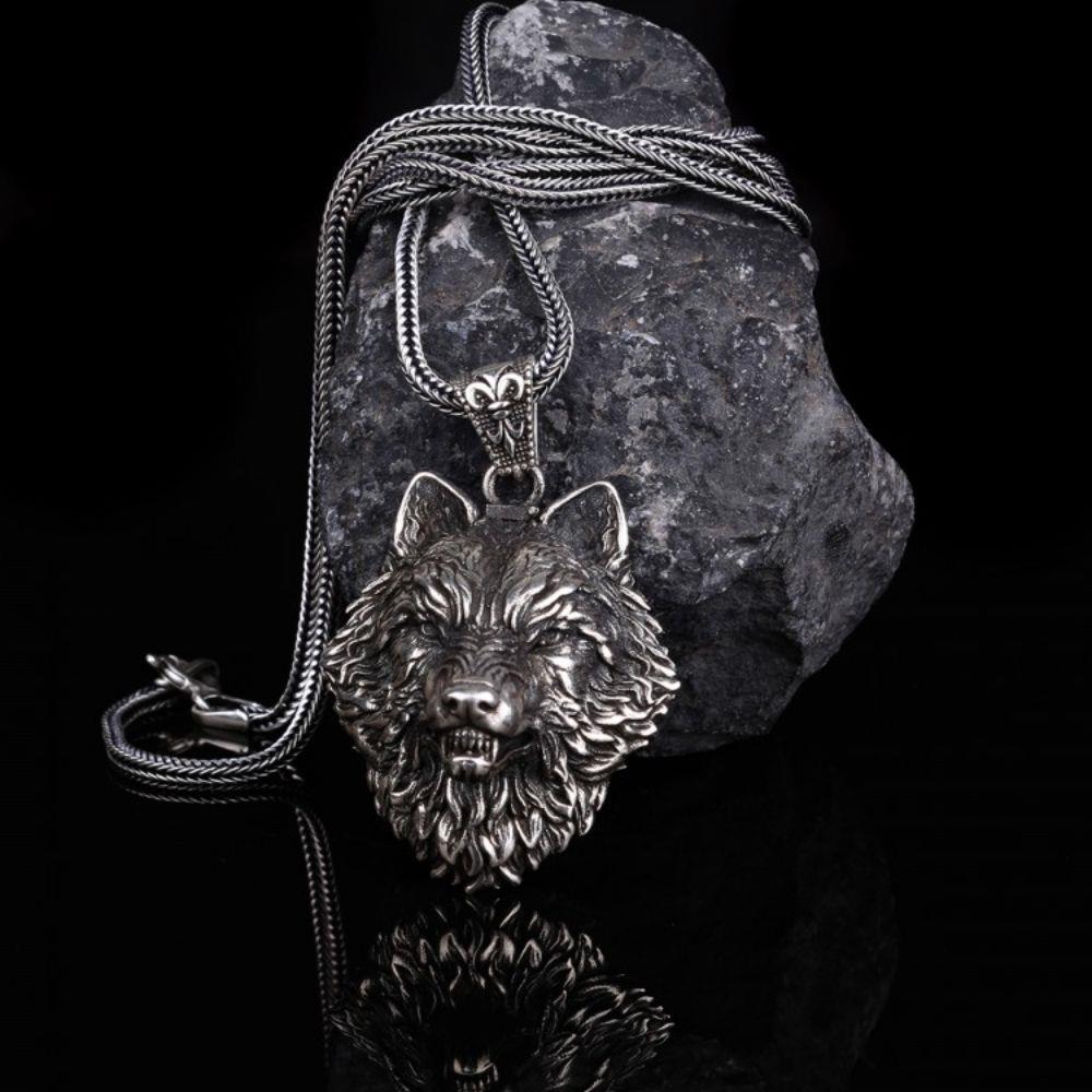 Özel Tasarım Kurt Kafası Model Gümüş Kolye Fiyatı