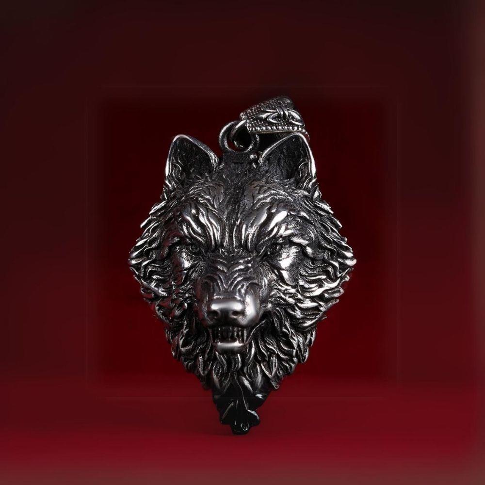 Özel Tasarım Kurt Kafası Model Gümüş Kolye Fiyatı