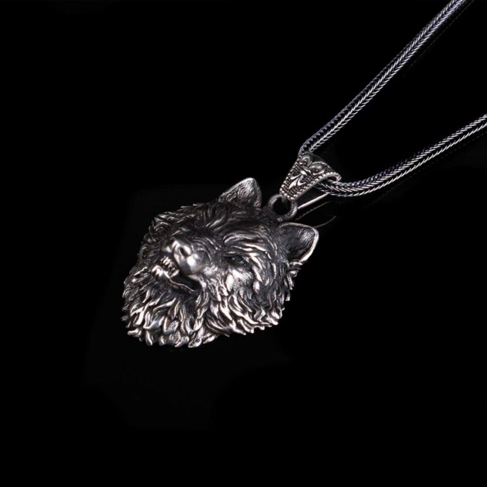 Özel Tasarım Kurt Kafası Model Gümüş Kolye Fiyatı