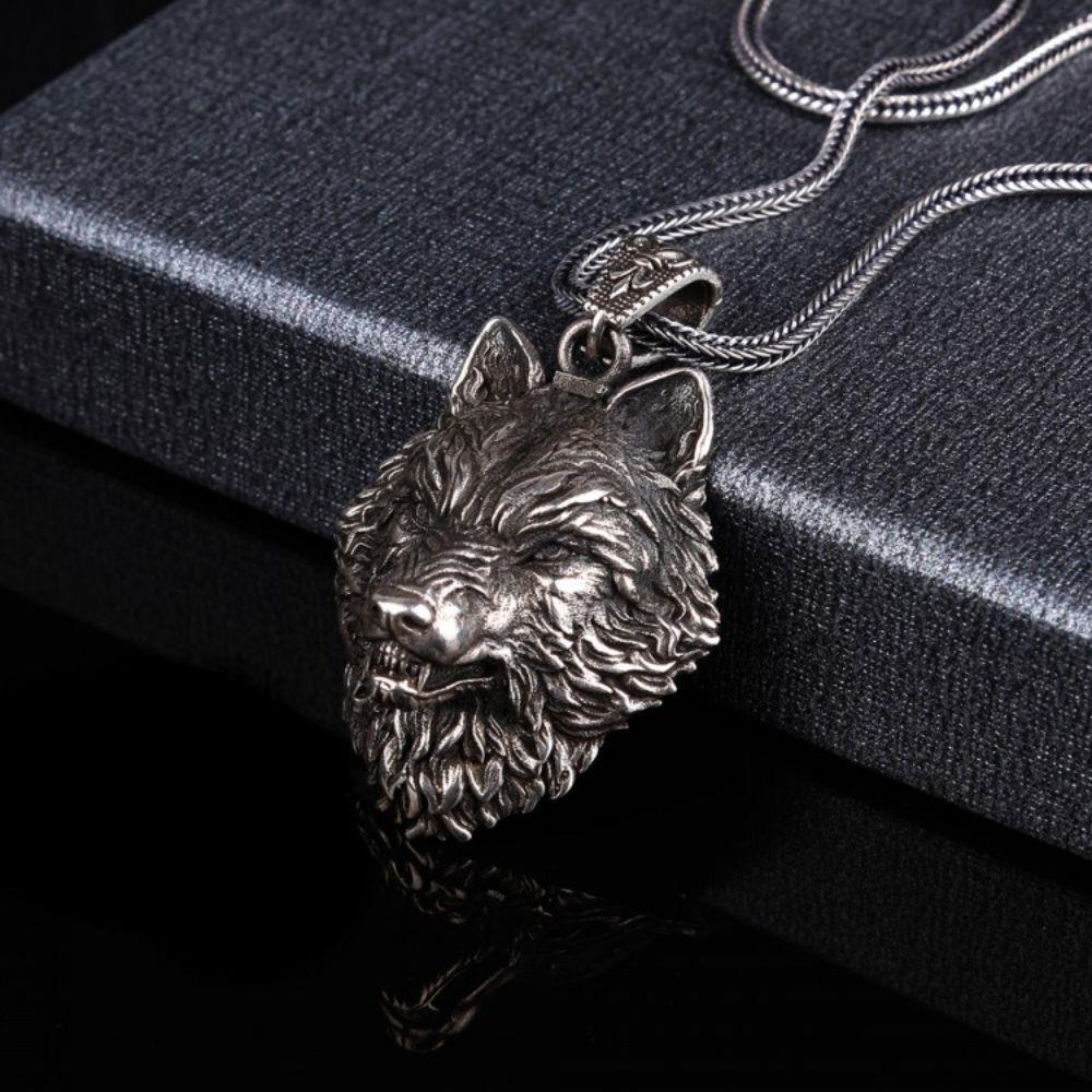 Özel Tasarım Kurt Kafası Model Gümüş Kolye Fiyatı