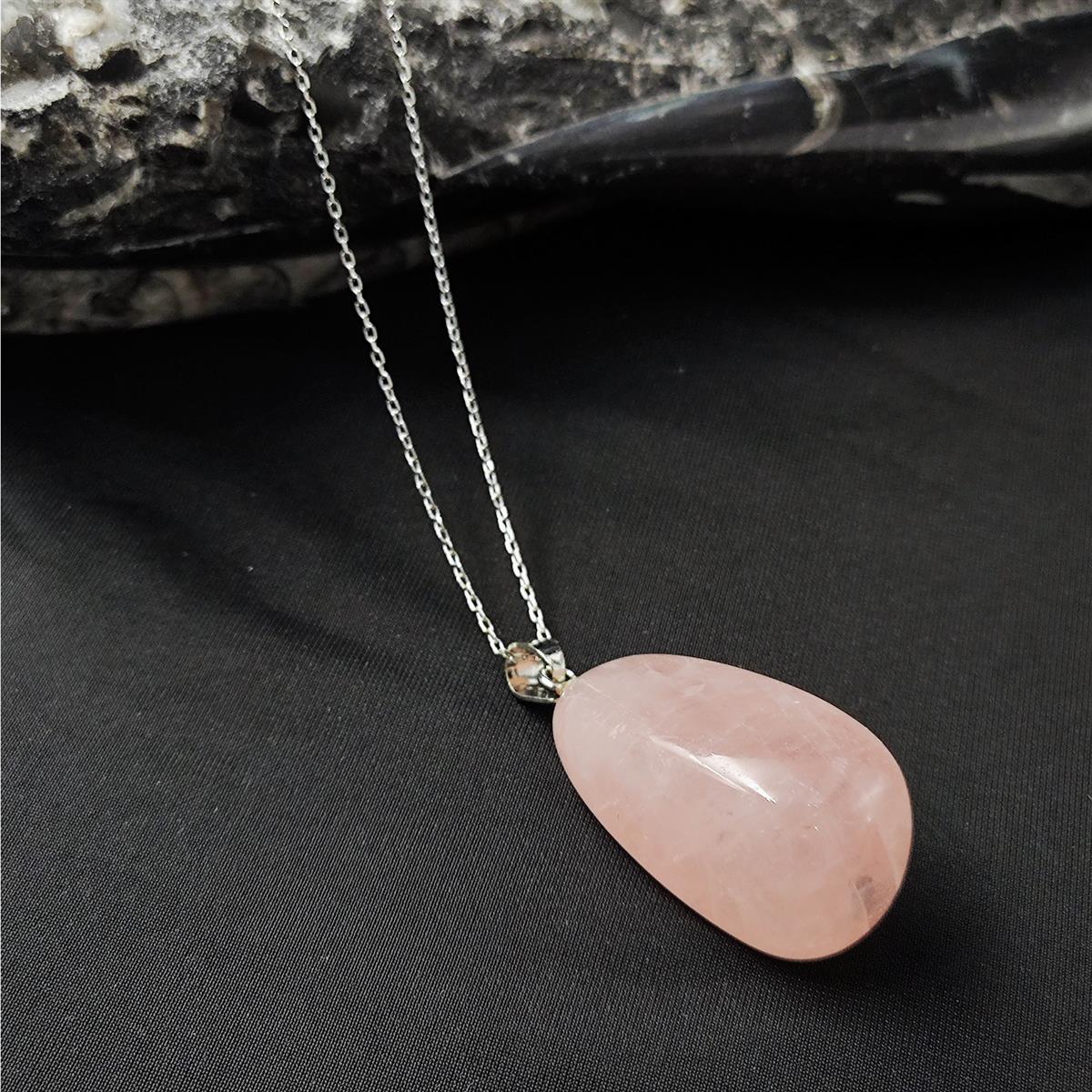 Pembe Kuvars Taşlı Gümüş Kolye Fiyatı - Diriliş Takı