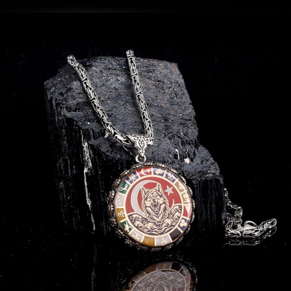 Savaşçı Kurt 16 Türk Devleti Gümüş Kolye