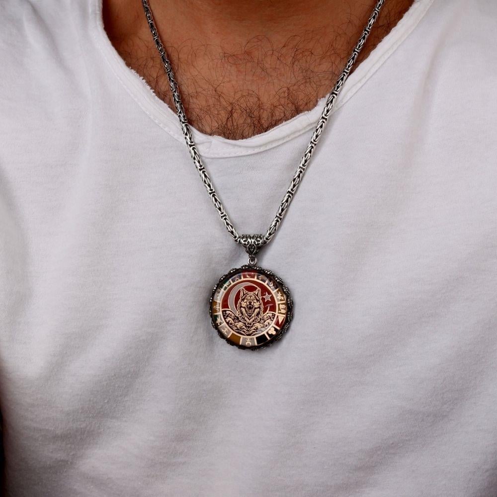 Savaşçı Kurt 16 Türk Devleti Gümüş Kolye