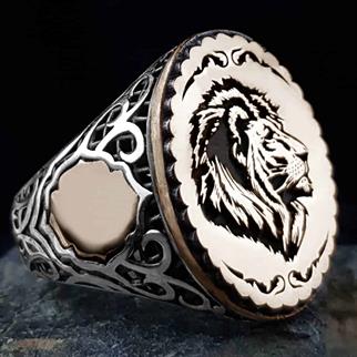 Aslan Kafası Kabartma Motifli Gümüş Yüzük - Diriliş Takı