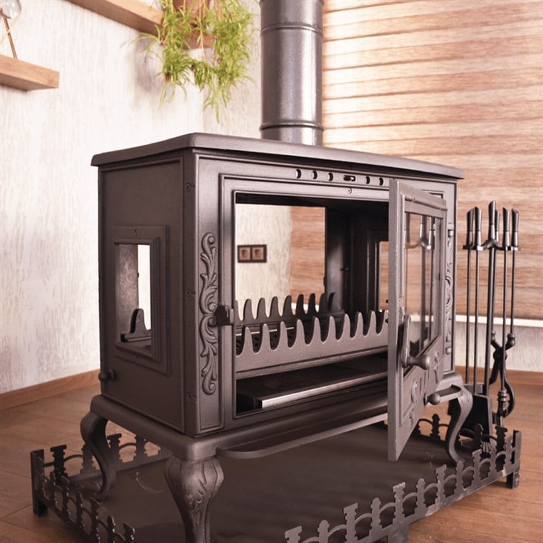 Volkan V-18 Dört Camlı Plaza Döküm Şömine Soba | Ereyon