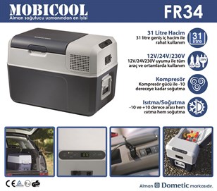 Mobicool FR34 12/24/220Volt AC/DC 31 Litre Kompresörlü Oto Buzdolabı - Ereyon