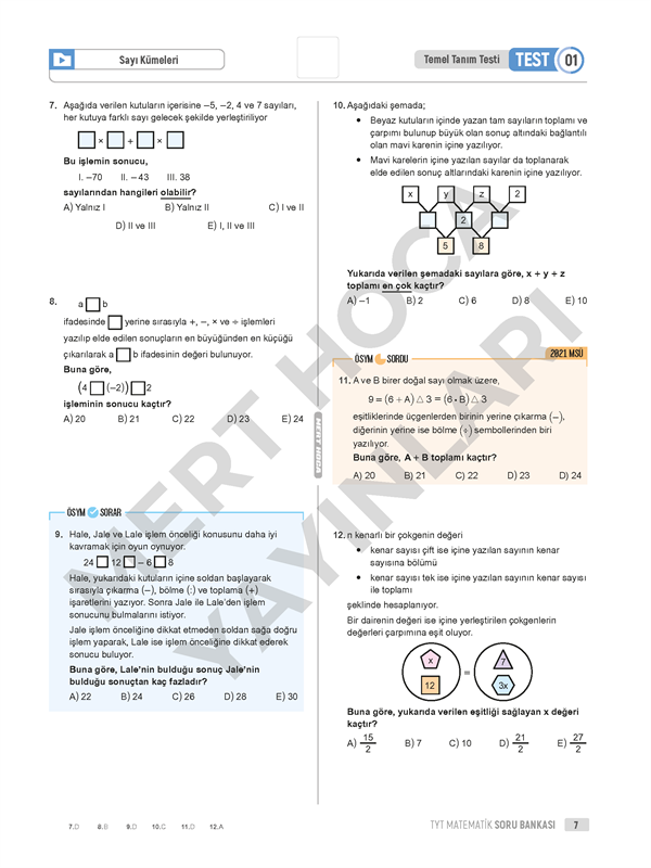 70 GÜNDE TYT MATEMATİK SORU BANKASI 2025 MODEL