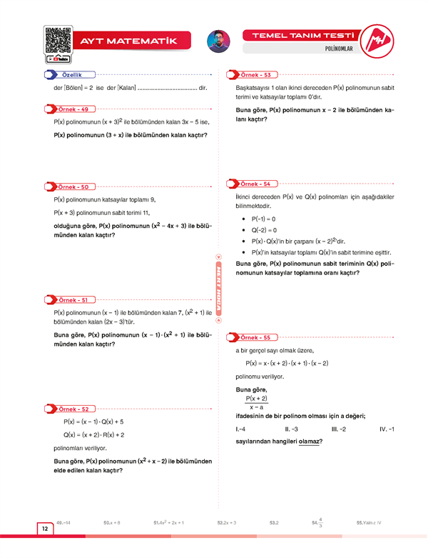 90 Günde AYT Matematik Video Ders Kitabı-2024