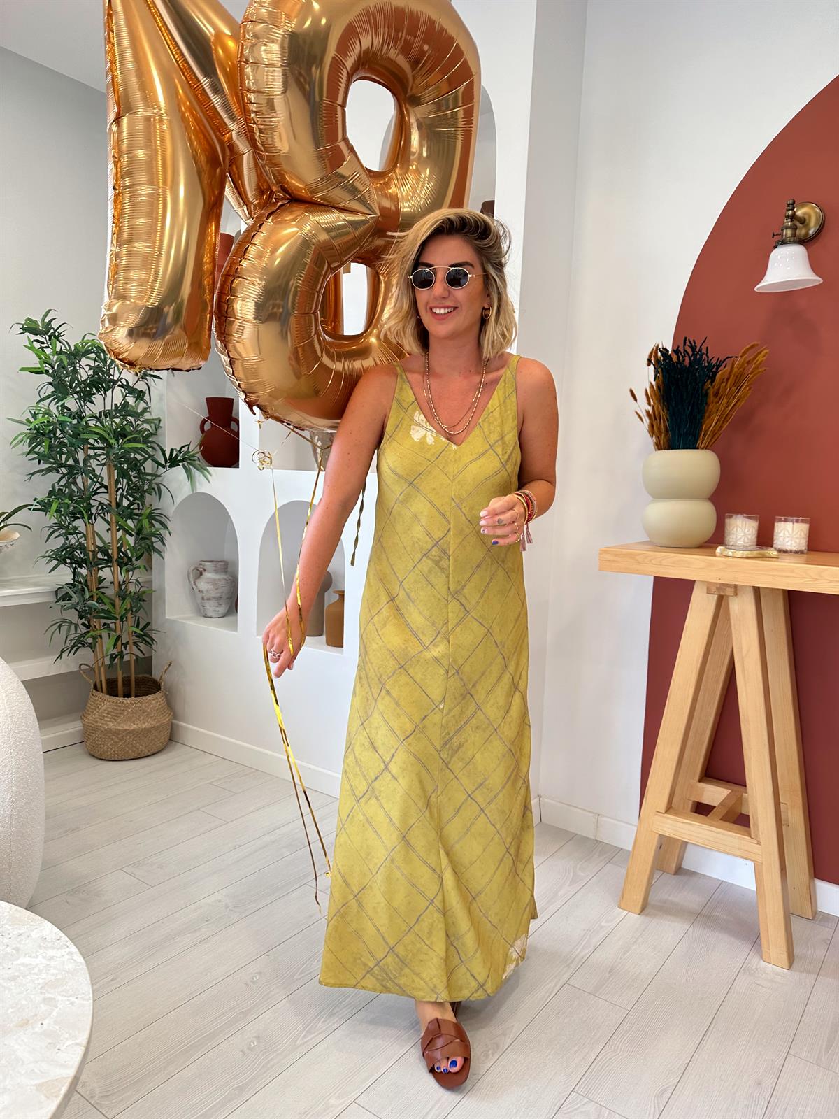 Orijinal Model, Tasarım Askılı Yağ Yeşili Tiril Crep Kumaş Elbise ...