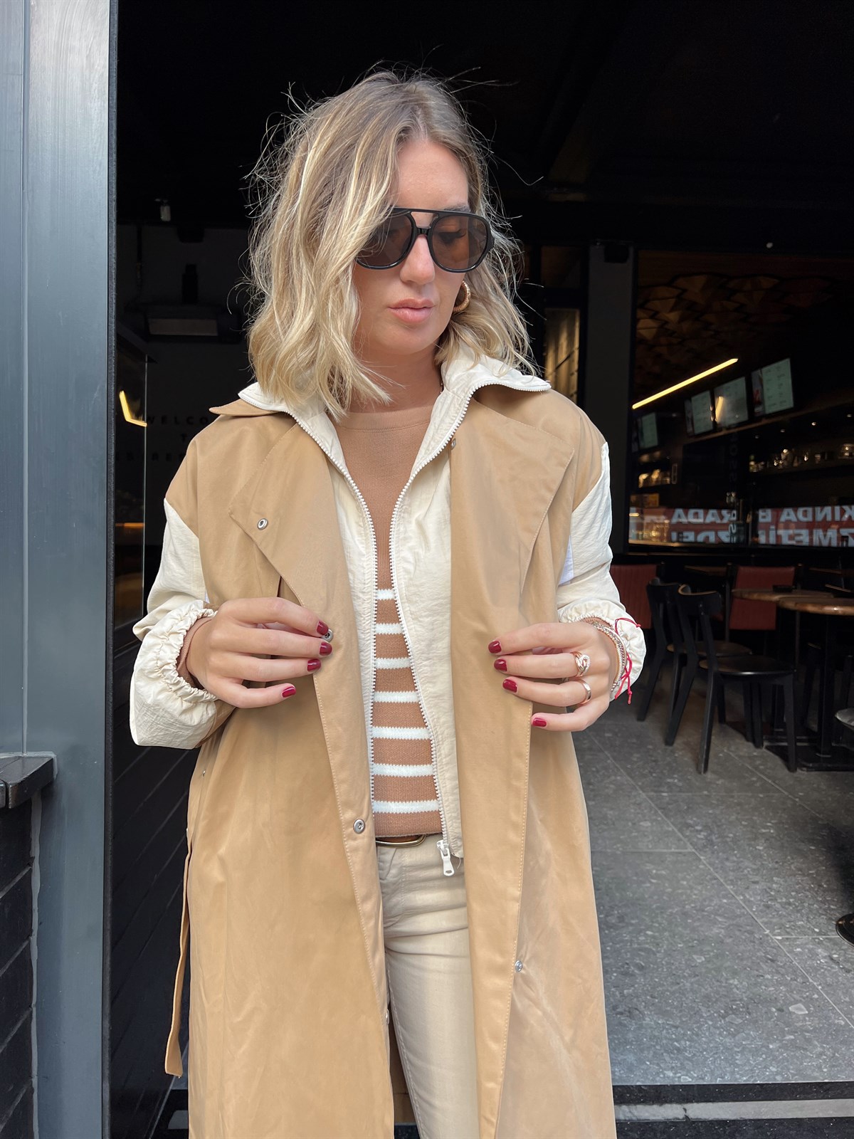 Orijinal Model Tasarım Bej Renkli Trençkot | Begüm Mayda Boutique