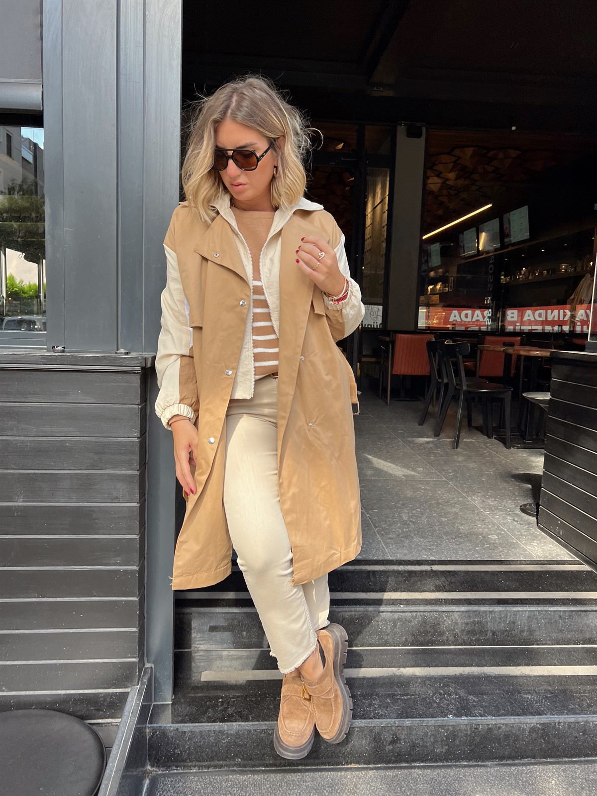 Orijinal Model Tasarım Bej Renkli Trençkot | Begüm Mayda Boutique