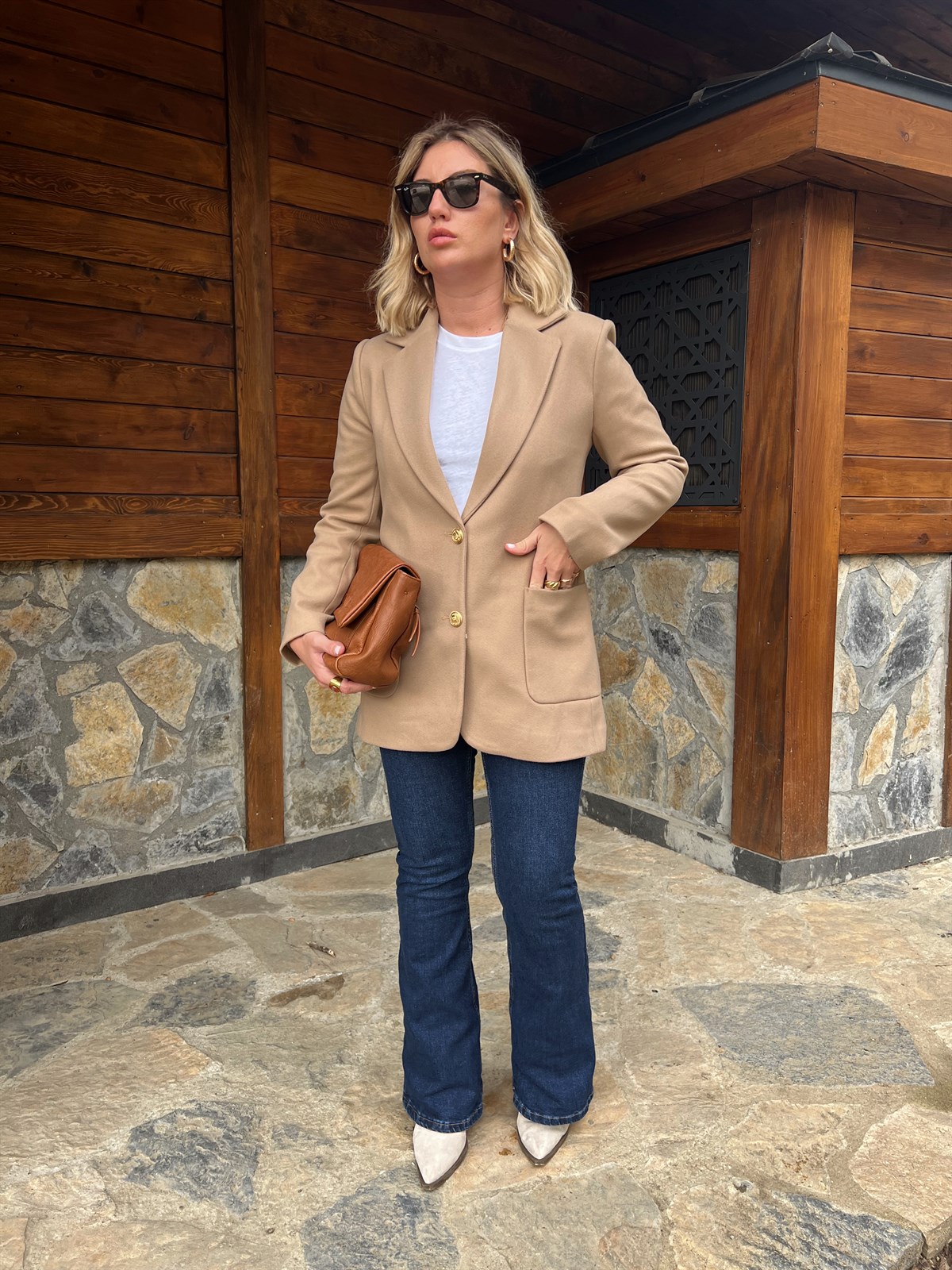 Taş Rengi Fit Kaşe Ceket | Begüm Mayda Boutique