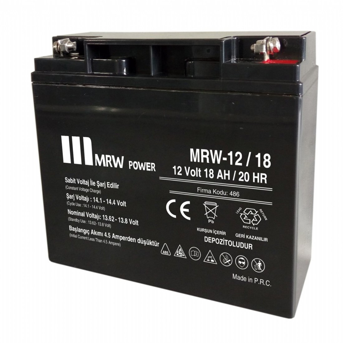 Mervesan Mrw-12-18 Kurşun / Asit Kuru Tip Akü Fiyatları | Karaköy Depo