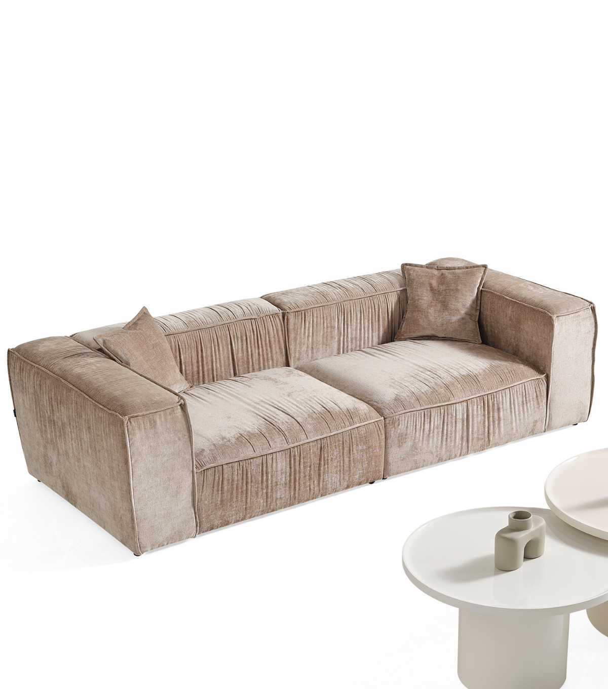 Volye Comfort Büzgülü Kadife Bej - BEKALIVING