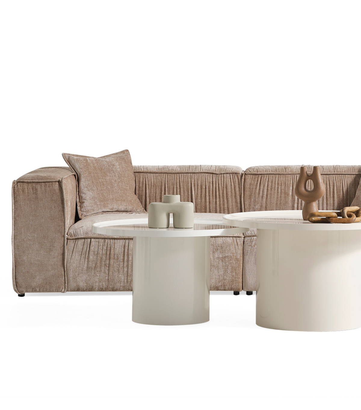 Volye Comfort Büzgülü Kadife Bej - BEKALIVING