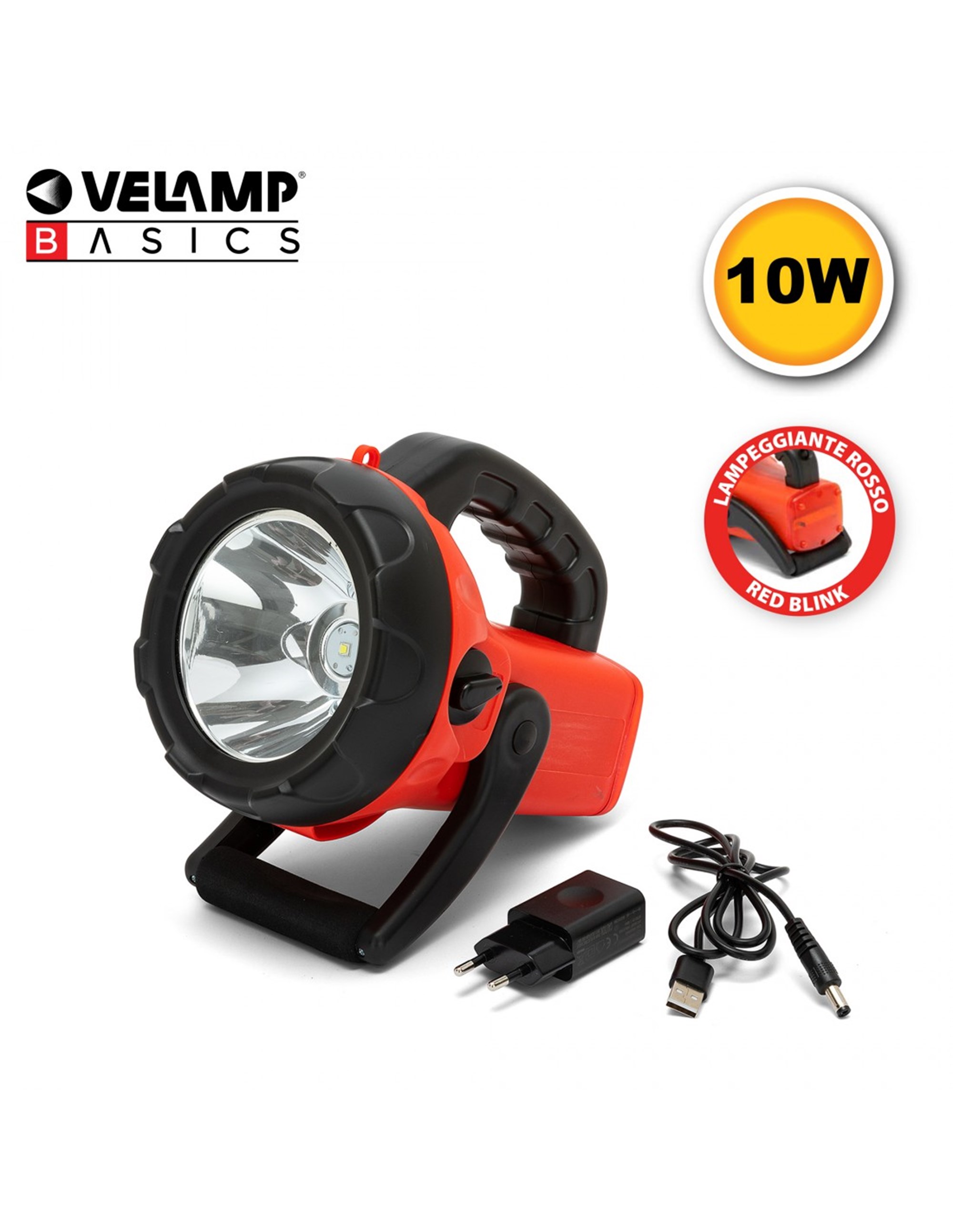 Velamp CHURCHILL: Kırmızı yanıp sönen ışıklı şarj edilebilir 10W LED spot