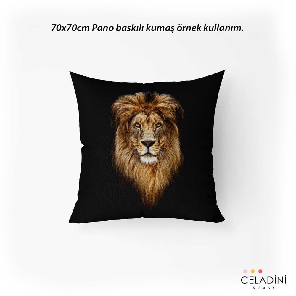 Aslan Kafası Pano Baskılı Sandalye Kumaşı - Celadini