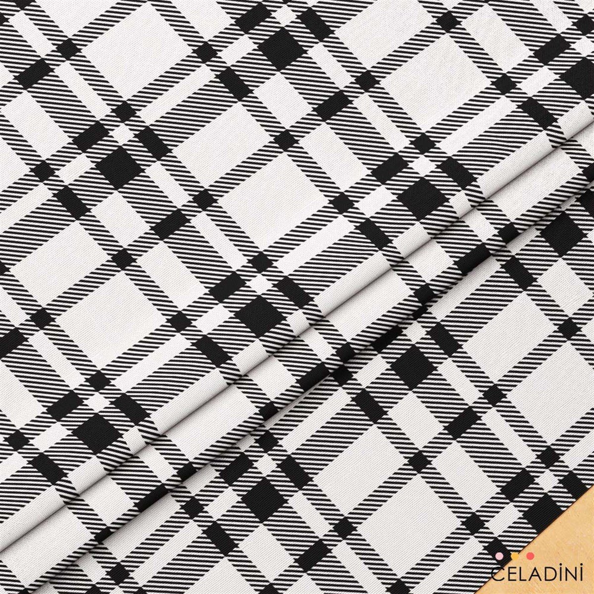 Siyah Beyaz Ekose Kumaş - Celadini
