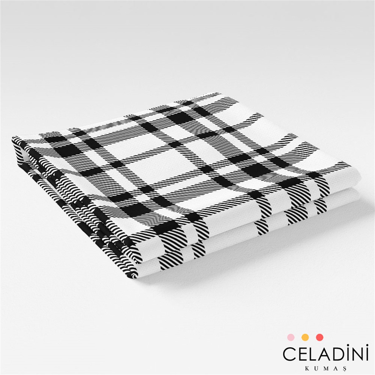 Siyah Beyaz Ekose Kumaş - Celadini