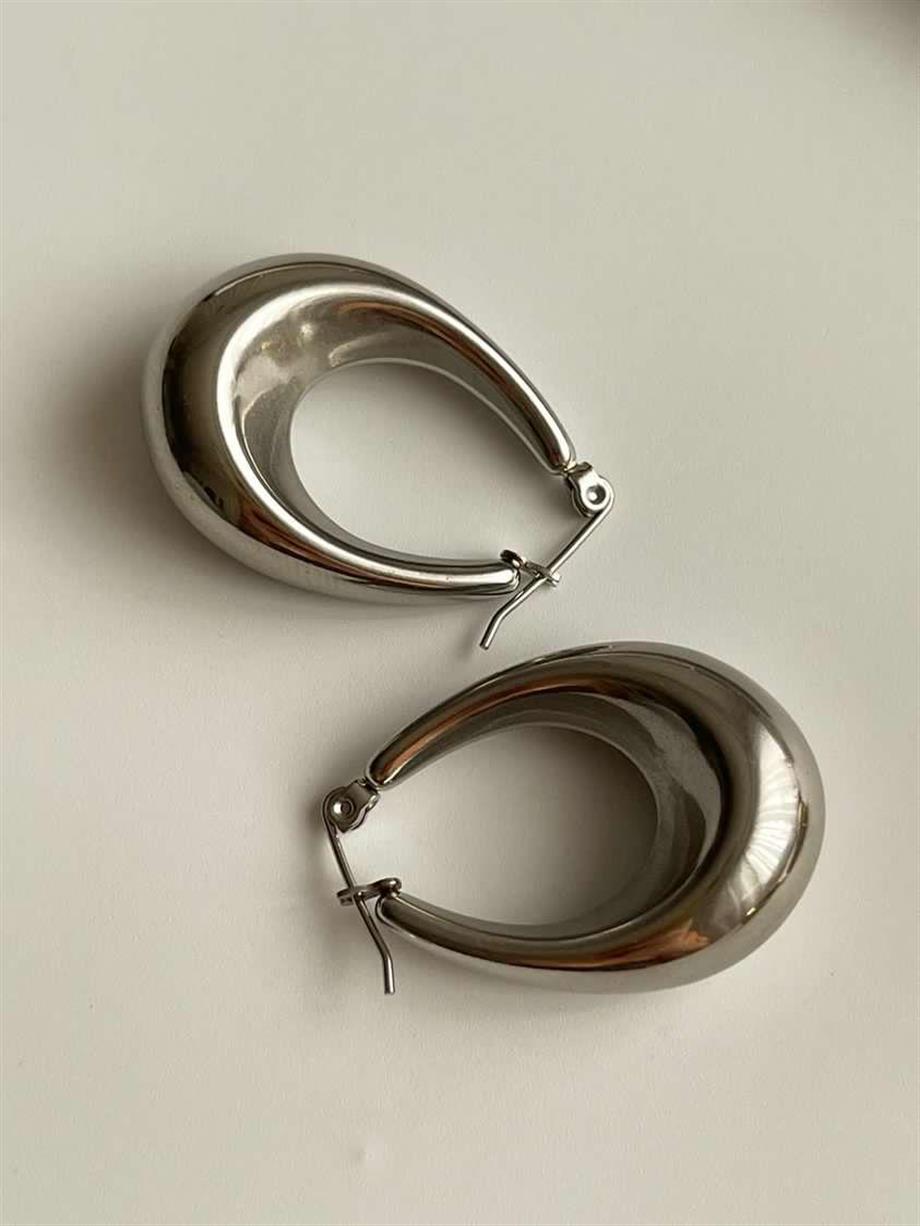 Çelik Steel Gümüş Renk Küpe (3 Cm)