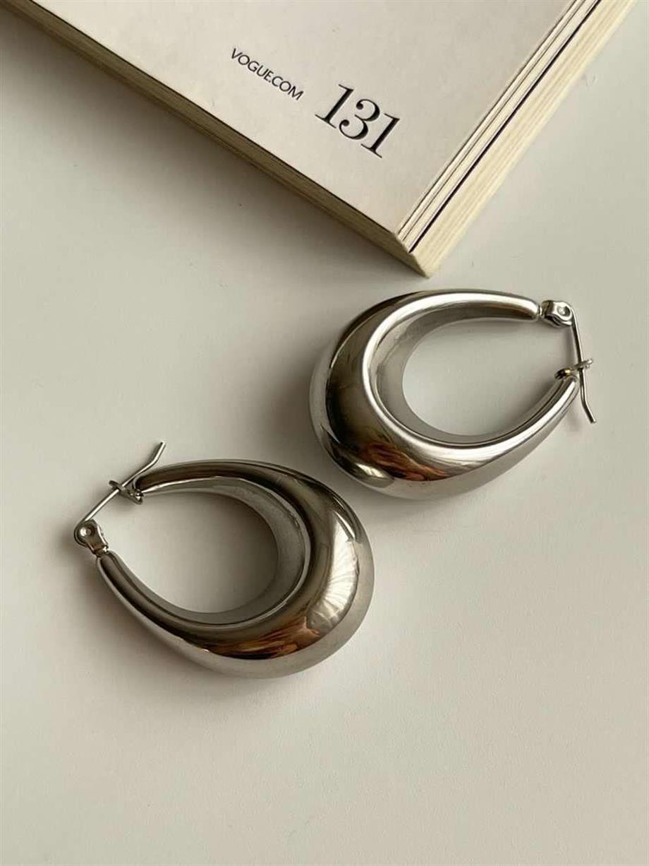 Çelik Steel Gümüş Renk Küpe (3 Cm)