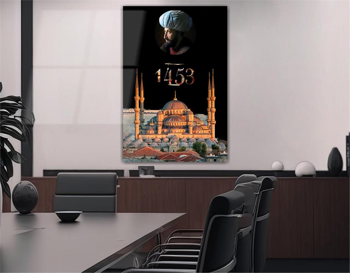 FATİH SULTAN MEHMET HAN VE CAMİİ GÖRSELLİ CAM TABLO