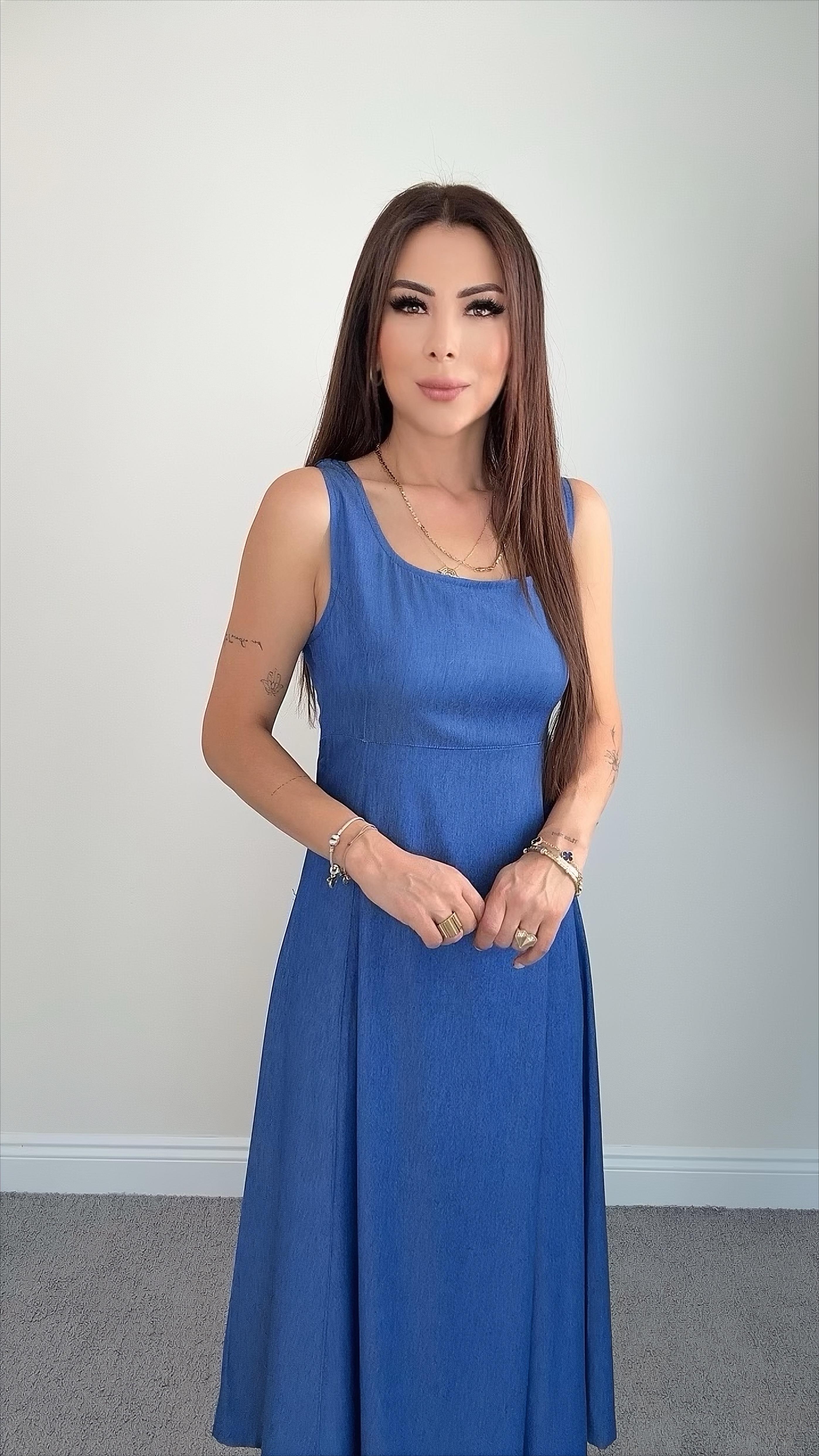 Bucie Kadın Sıfır Kol Tencel Jean Elbise