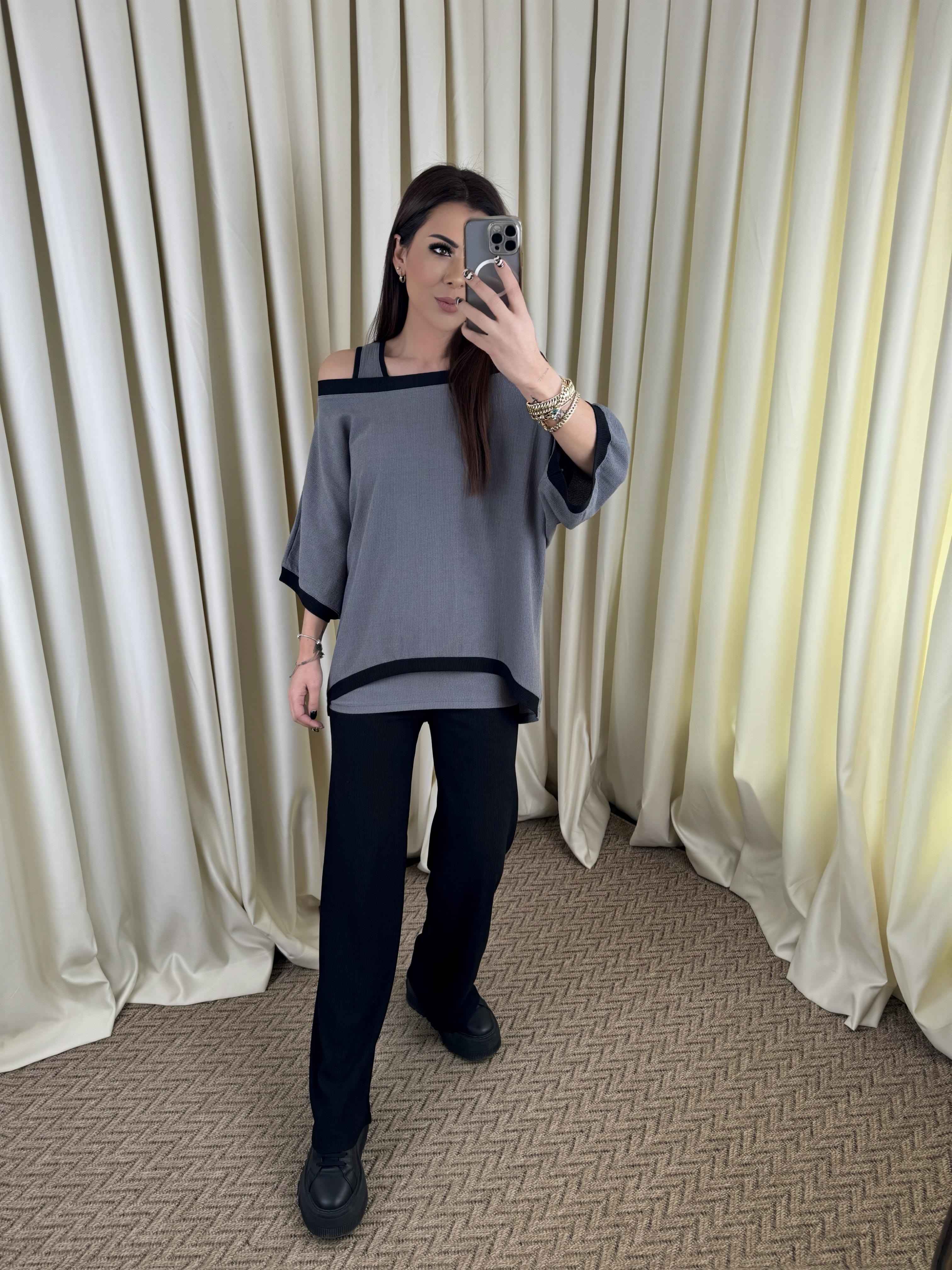 Felise Kadın Üçlü Salaş Gri Takım