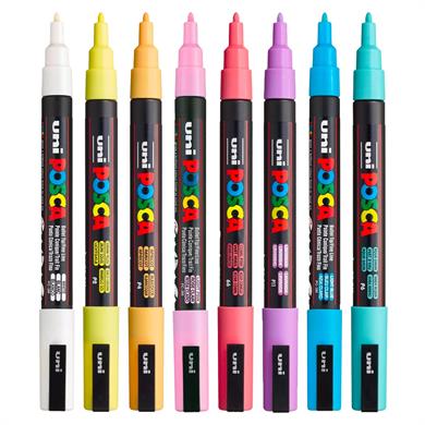 Uni Posca Marker Pen 3M Set Of 8 Soft Colors