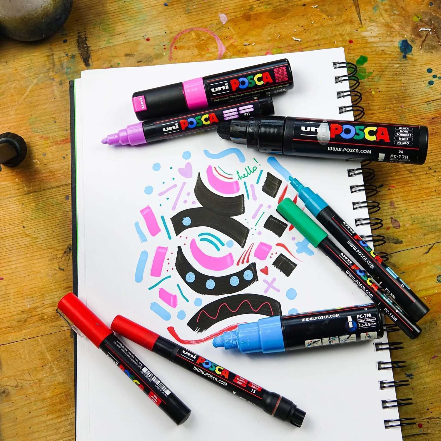 Uni Posca Marker Pen 1MR Set Of 12 Basic Colors