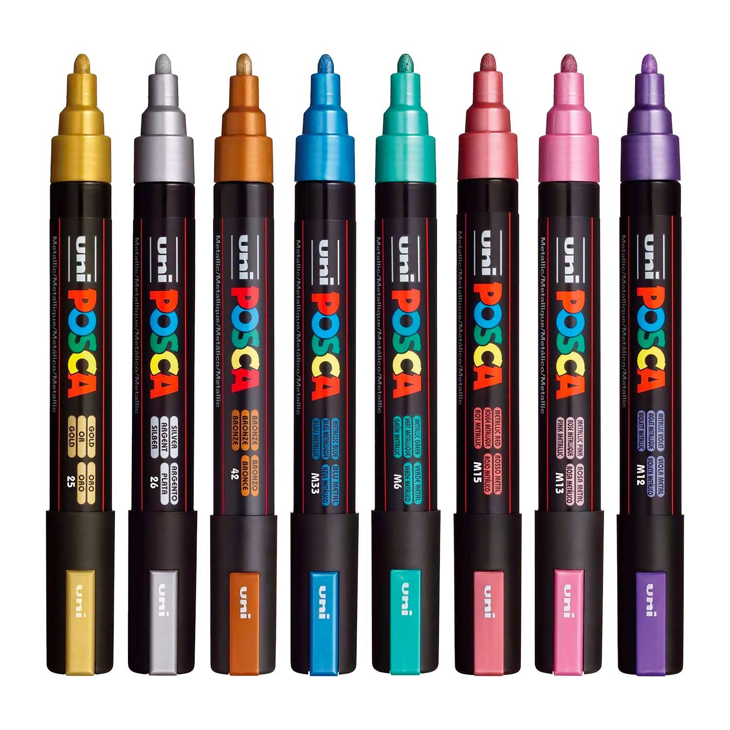 Uni Posca Marker Pen 5M Set Of 8 Metallic Colors