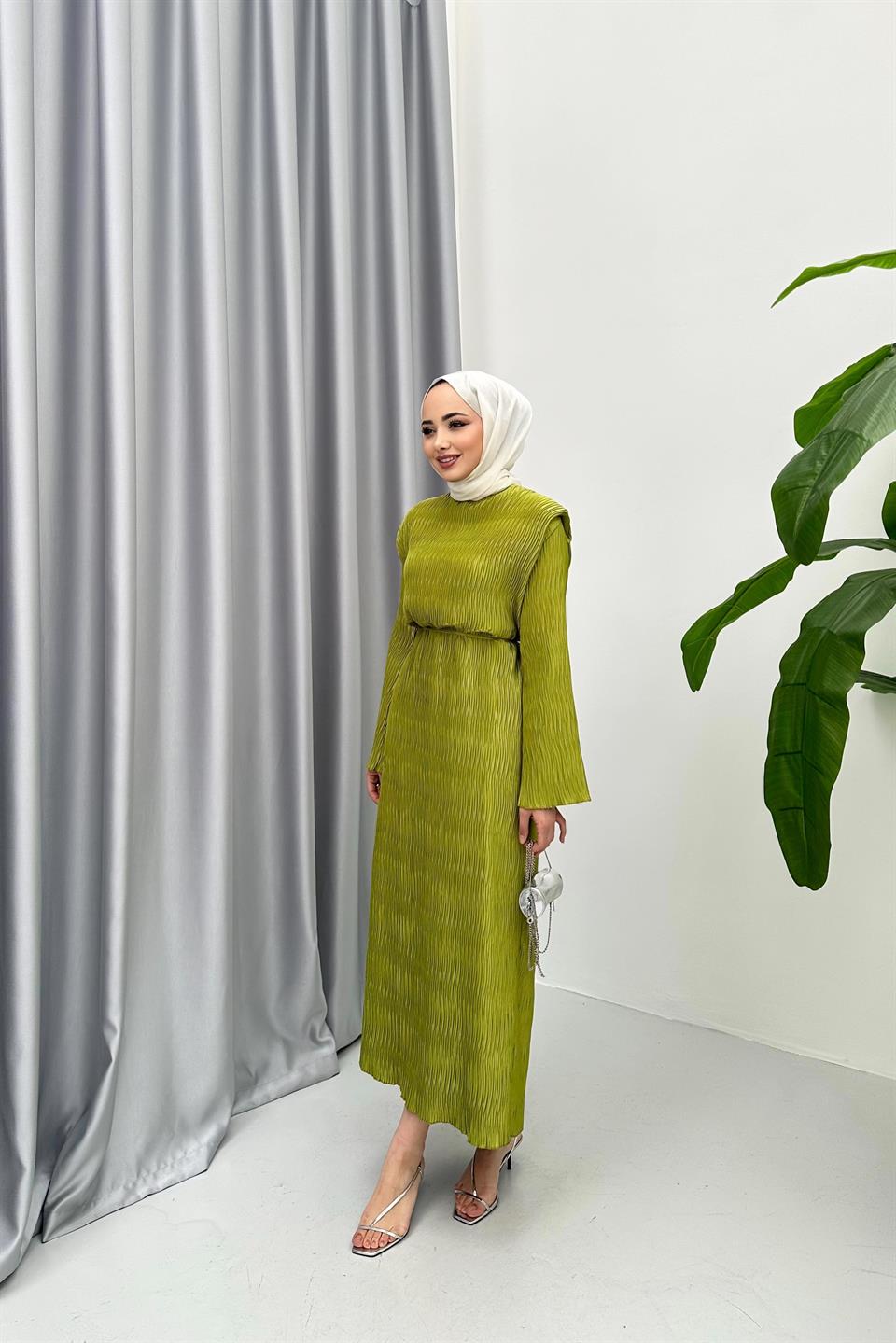 ALLER SATEN ELBİSE - FISTIK YEŞİLİ