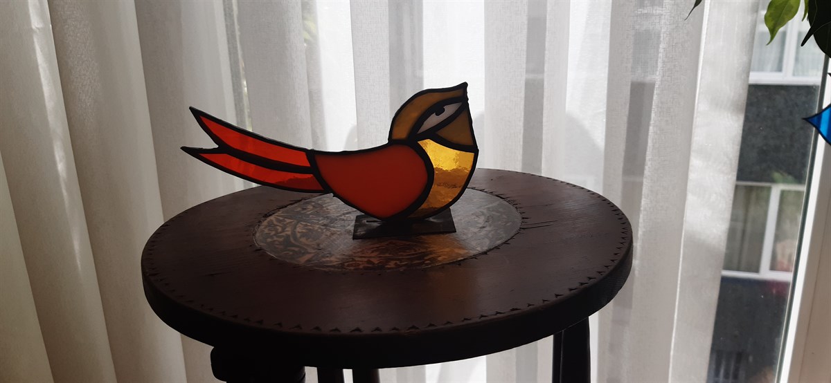 Markakanvas Masaüstü Serçe Kuş Cam Vitray 8x17cm