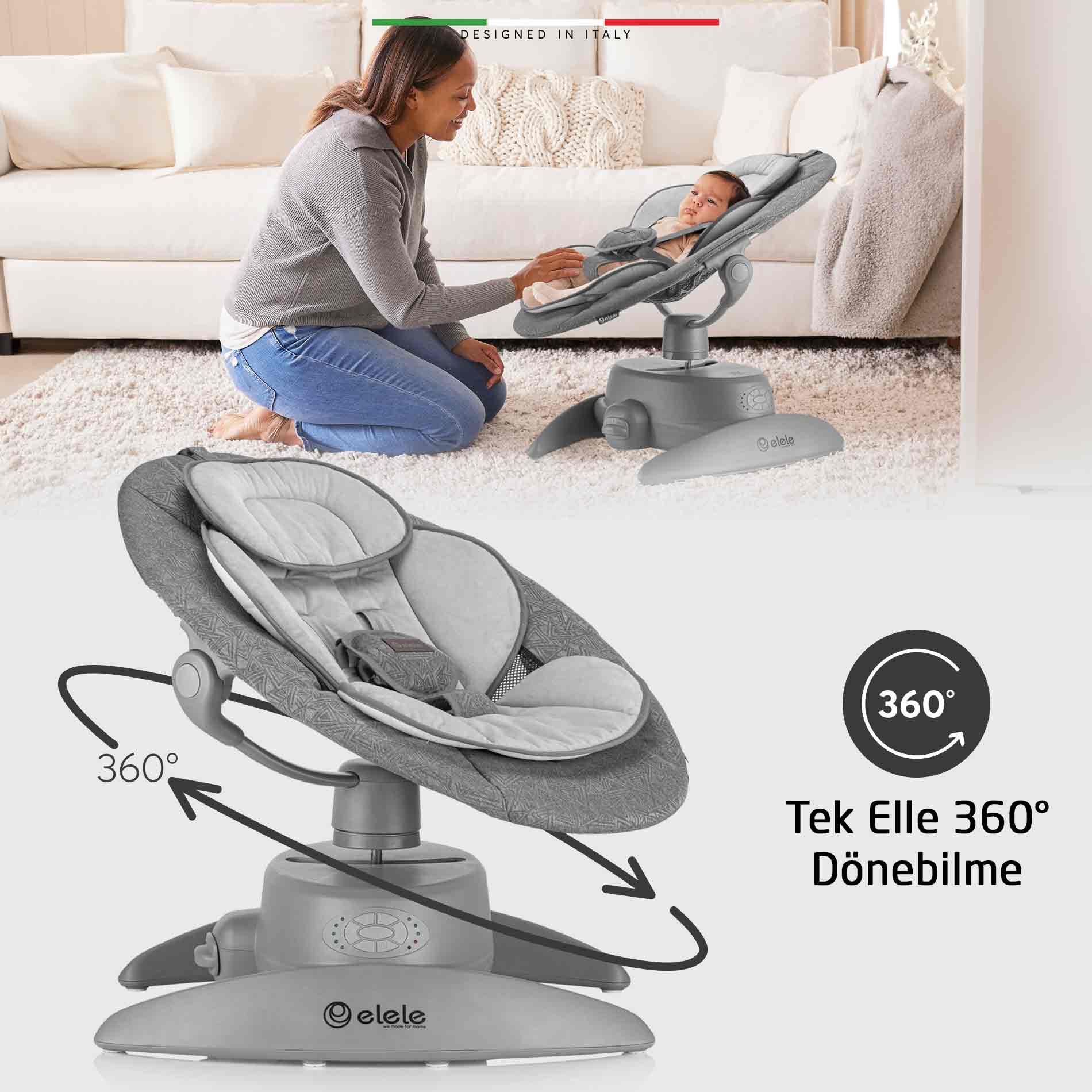 Elele Roma Lüks Elektrikli Otomatik Sallanan Ana Kucağı 360° Dönebilen ...