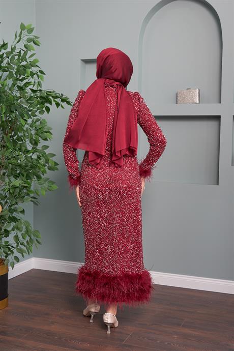 Vesika Abiye - Bordo - Hülya Keser