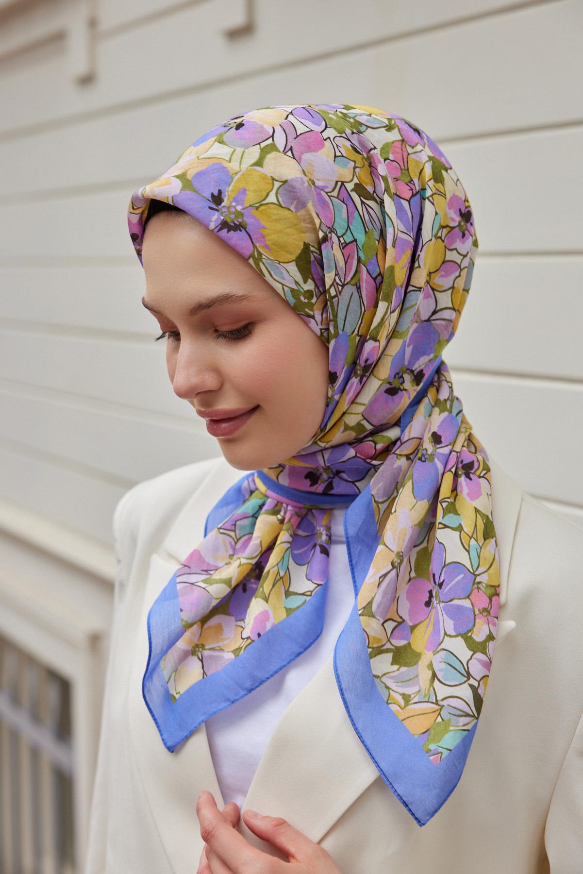 Baroq Desenli Eşarp Leylak | salizm.com