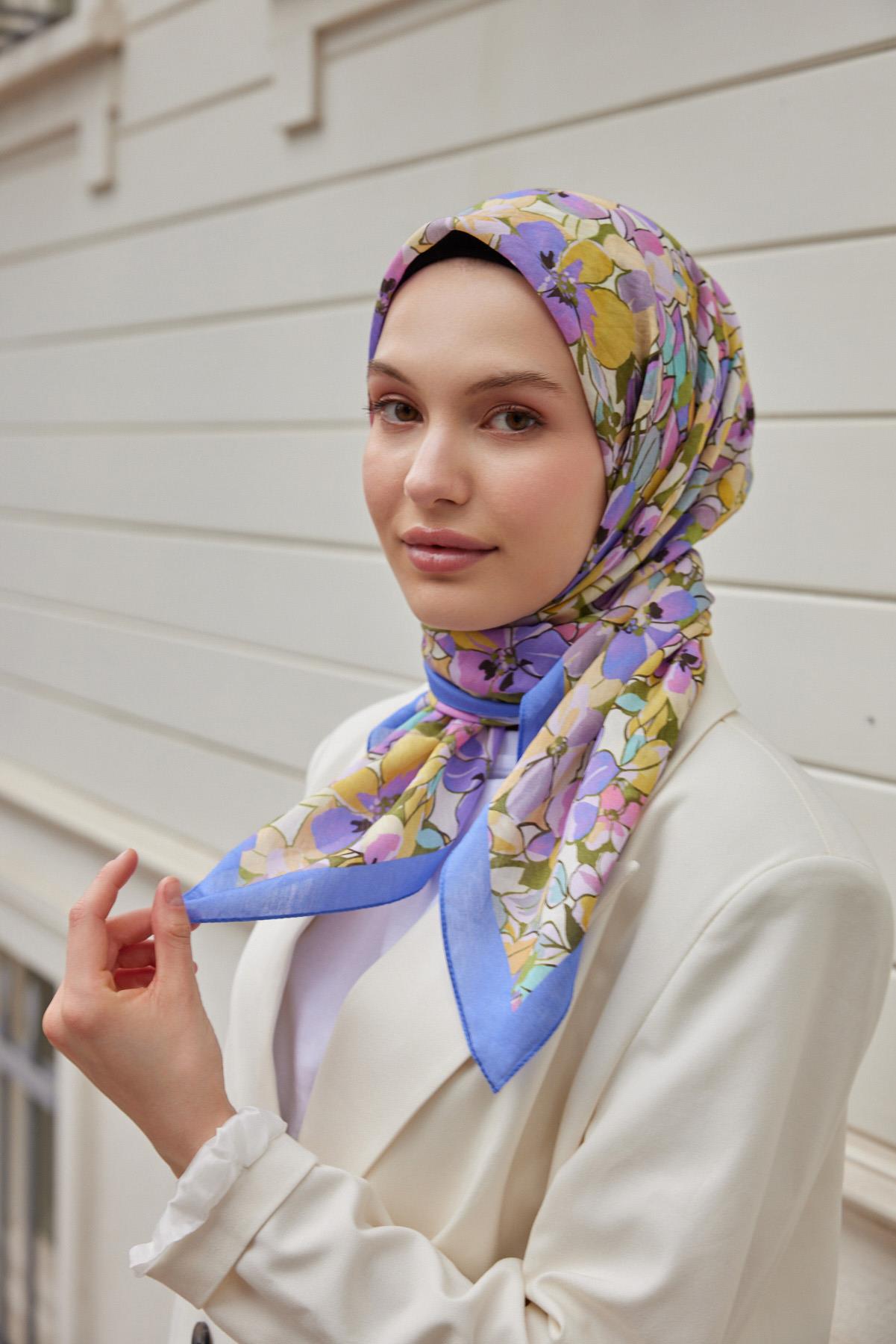 Baroq Desenli Eşarp Leylak | salizm.com