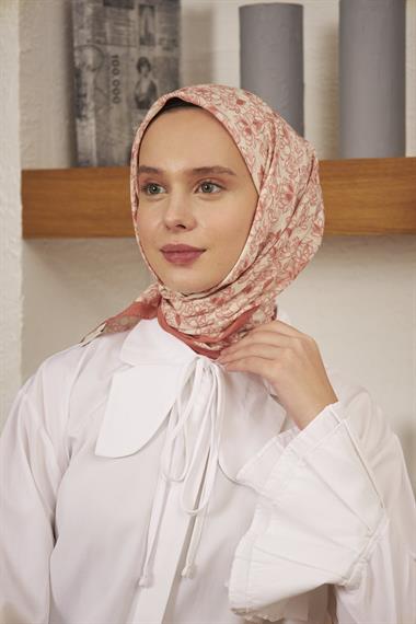 Baroq Desenli Eşarp Gül Kurusu | salizm.com