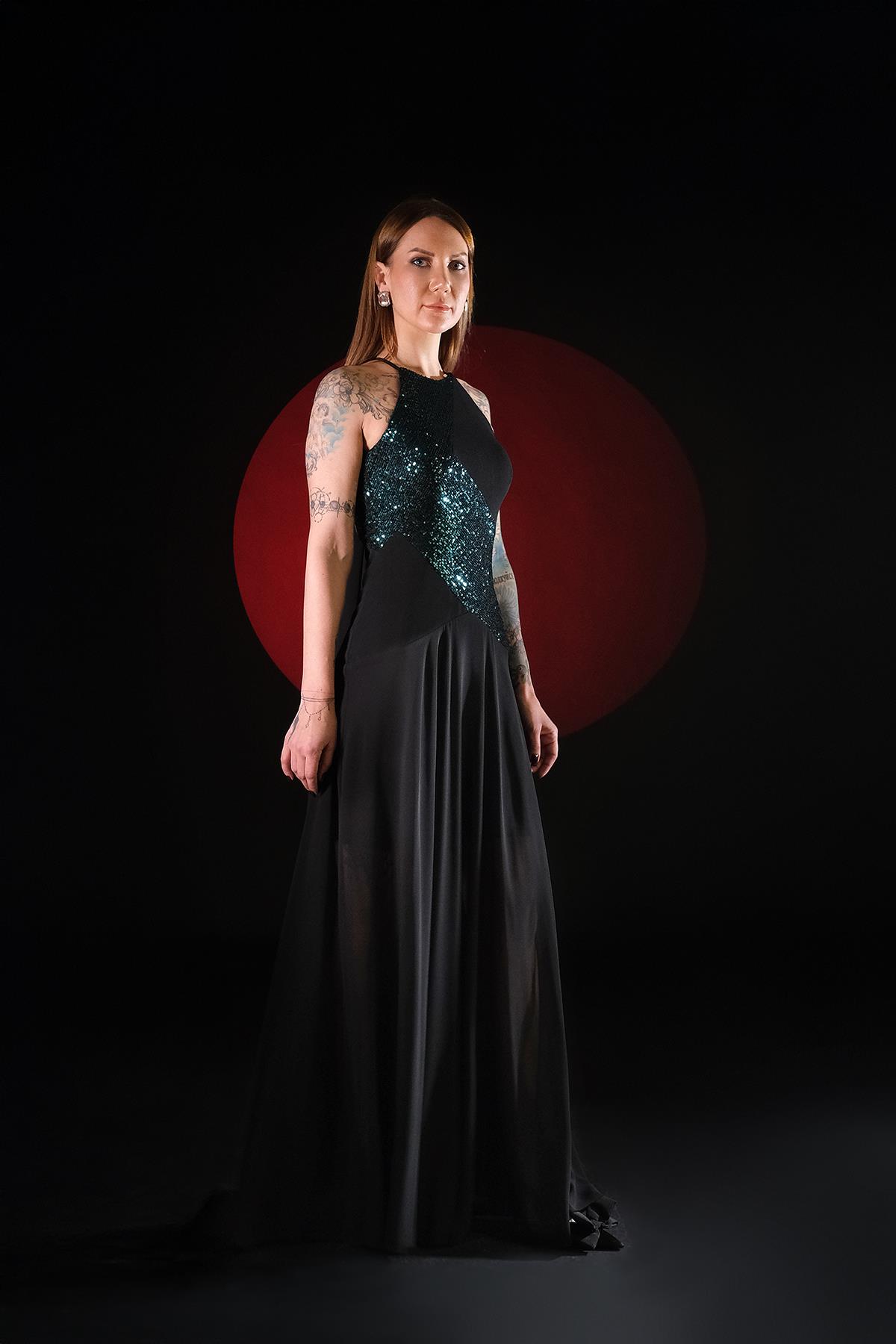 Halter Yaka Maksi Boy Elbise- EXPLOSİON