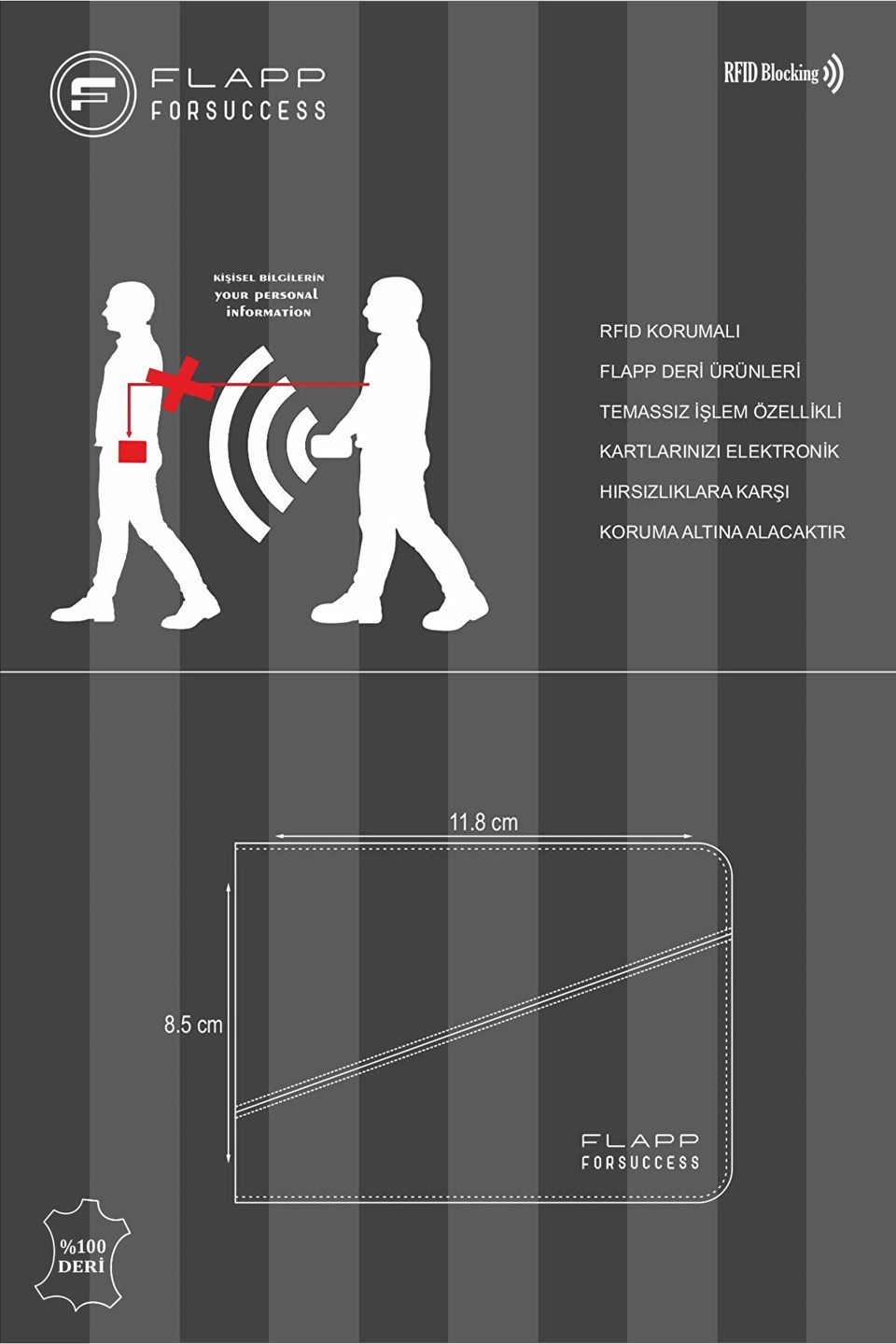 Flapp Hakiki Deri Flotur Siyah Rfıd Engelleyici Mini Cüzdan Kartlık