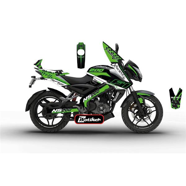 BAJAJ NS200 Sticker Green F1 Kaplama Etiket Tasarım Modeli