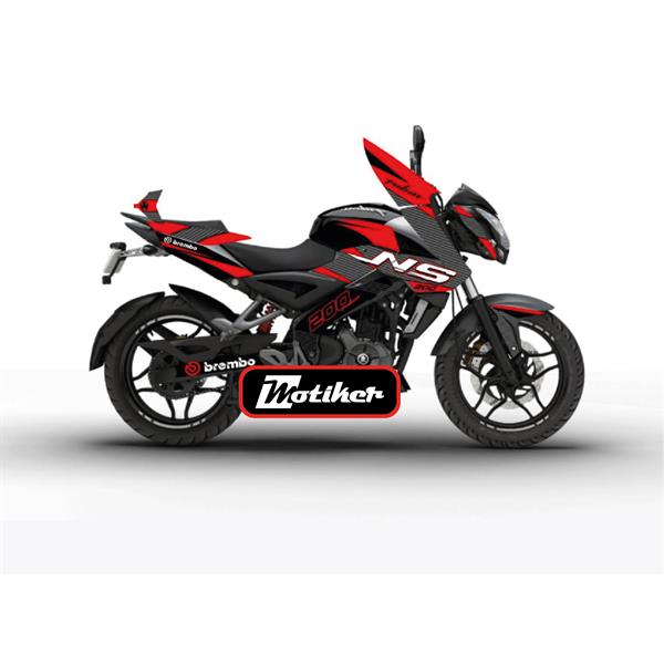 BAJAJ NS200 Sticker Red Grilled Kaplama Etiket Tasarım Modeli