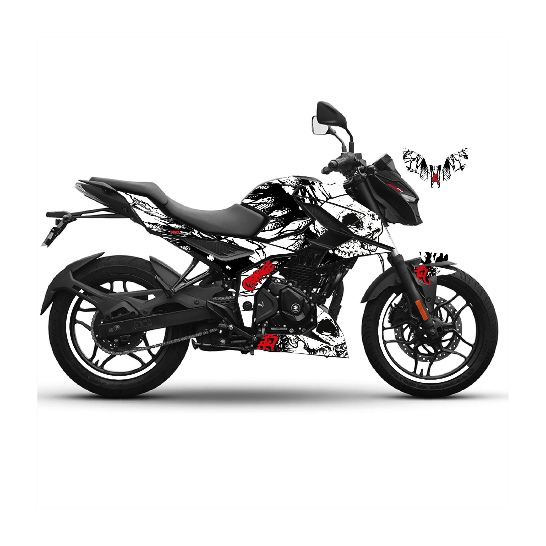 Bajaj N250 Leaf and Skull Tasarım Motosiklet Sticker Etiket Kaplama Modeli