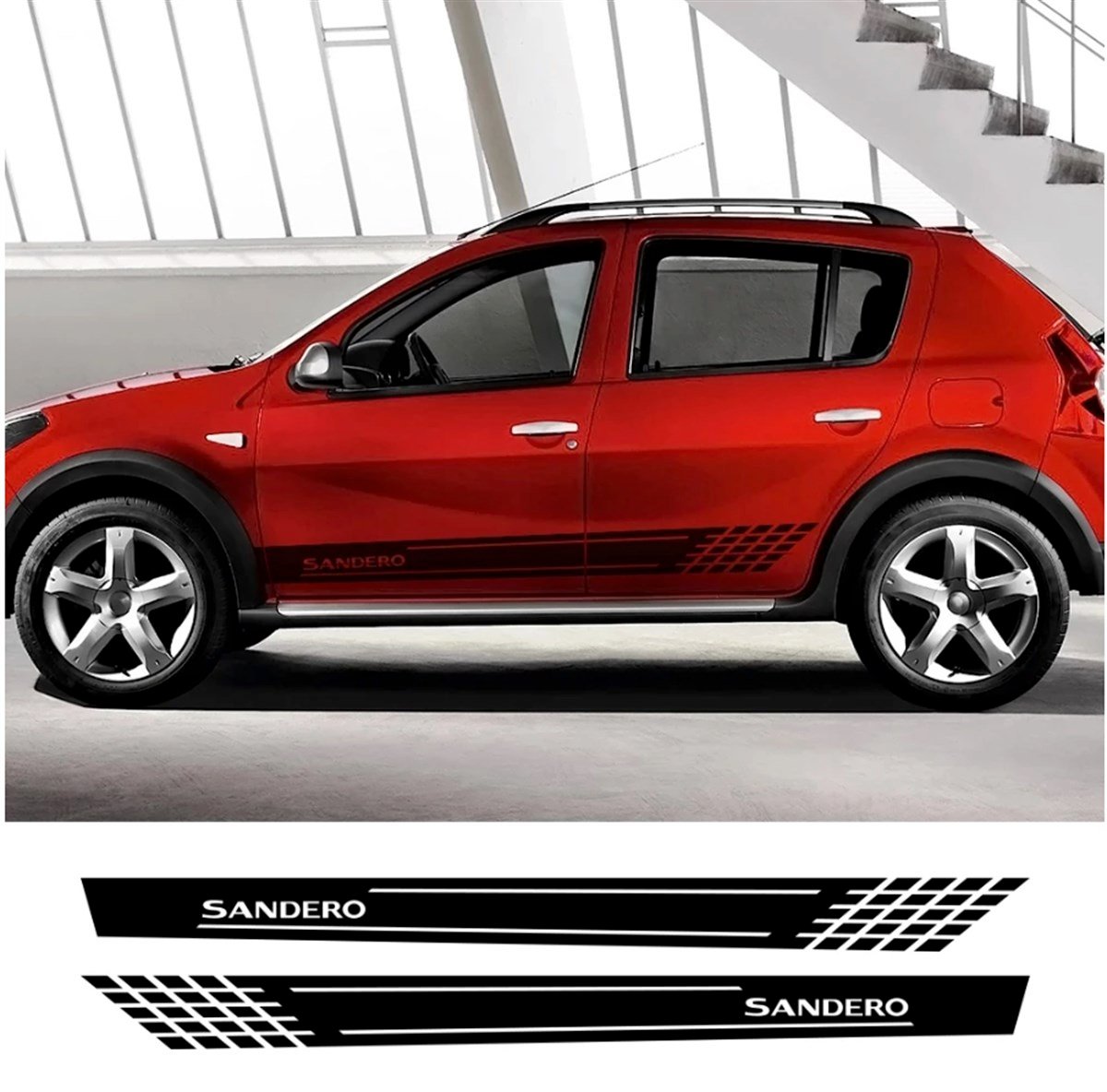 Dacia Sandero Yan Kapı Çizgi Detaylı Sticker Etiket