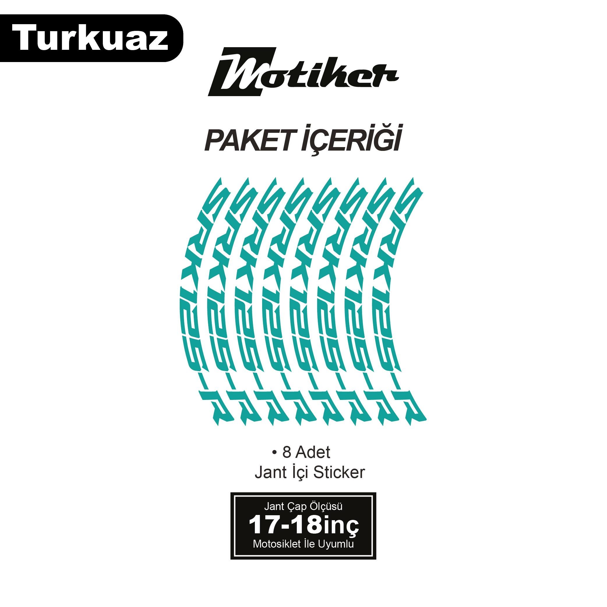 RKS (QJ MOTOR) SRK 125-R Motosiklet Jant İçi Sticker Etiket Modeli Turkuaz