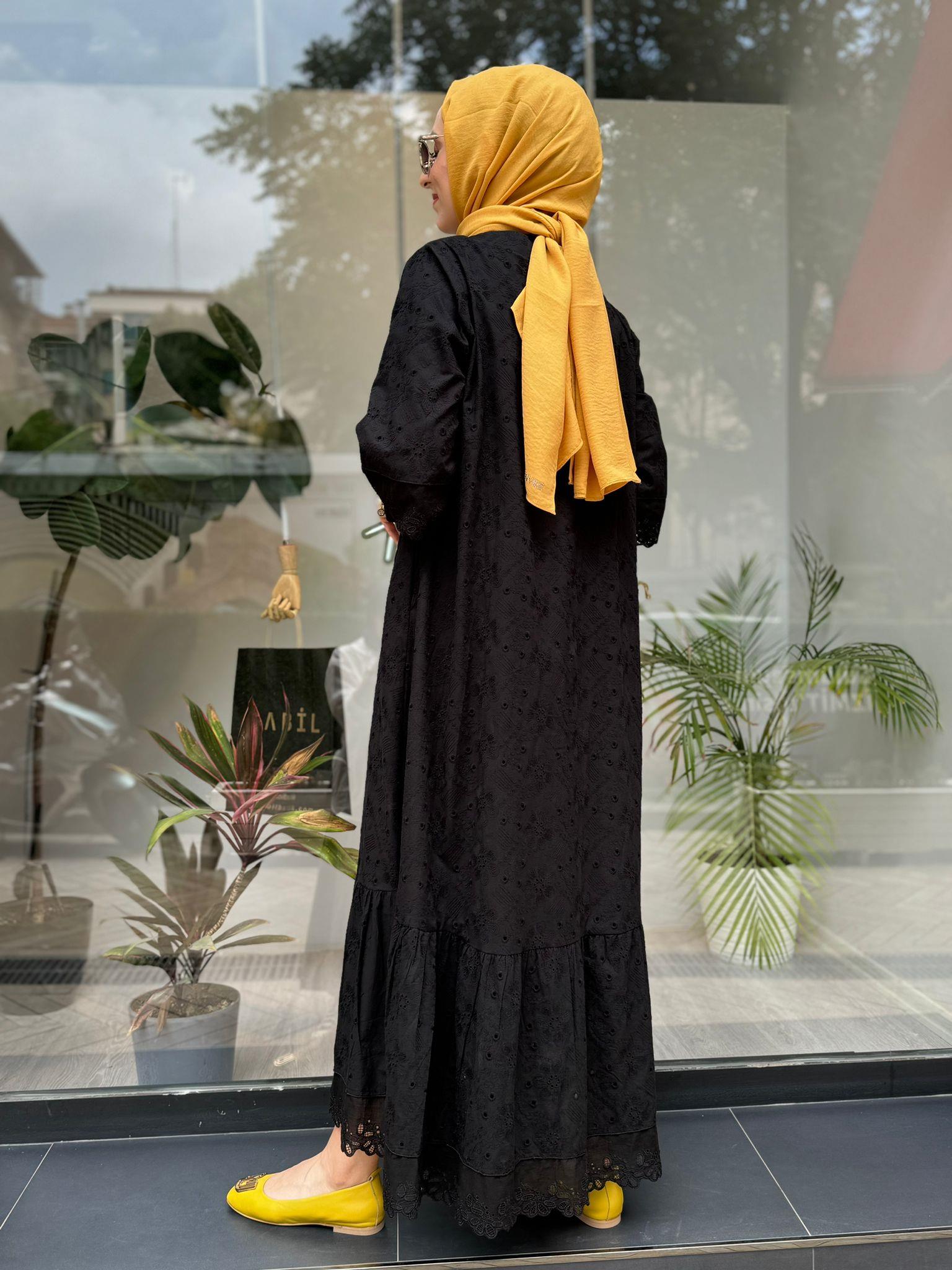 Misswhence Güpür Detay Elbise Siyah v2915 - Babilbutik