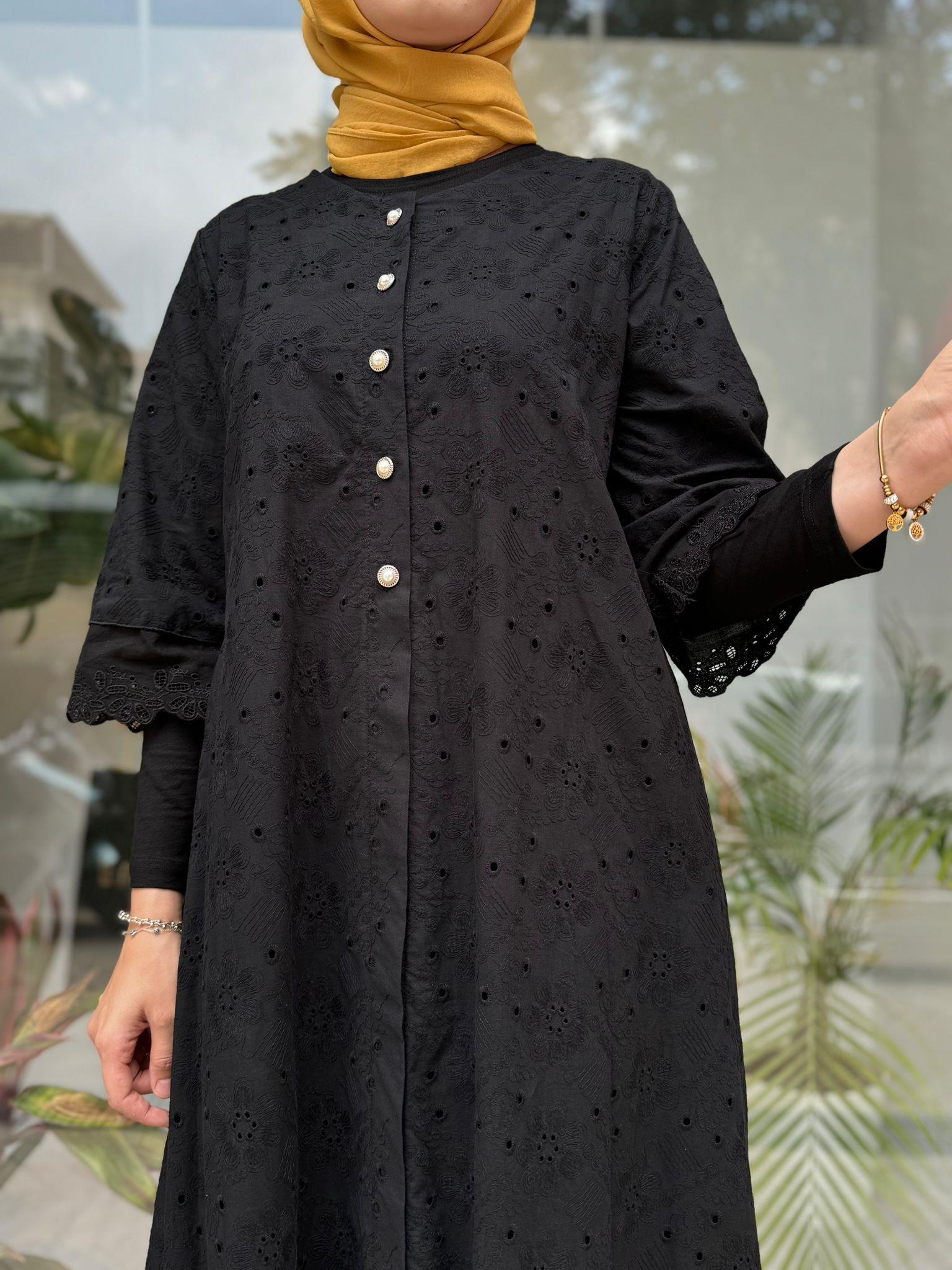 Misswhence Güpür Detay Elbise Siyah v2915 - Babilbutik